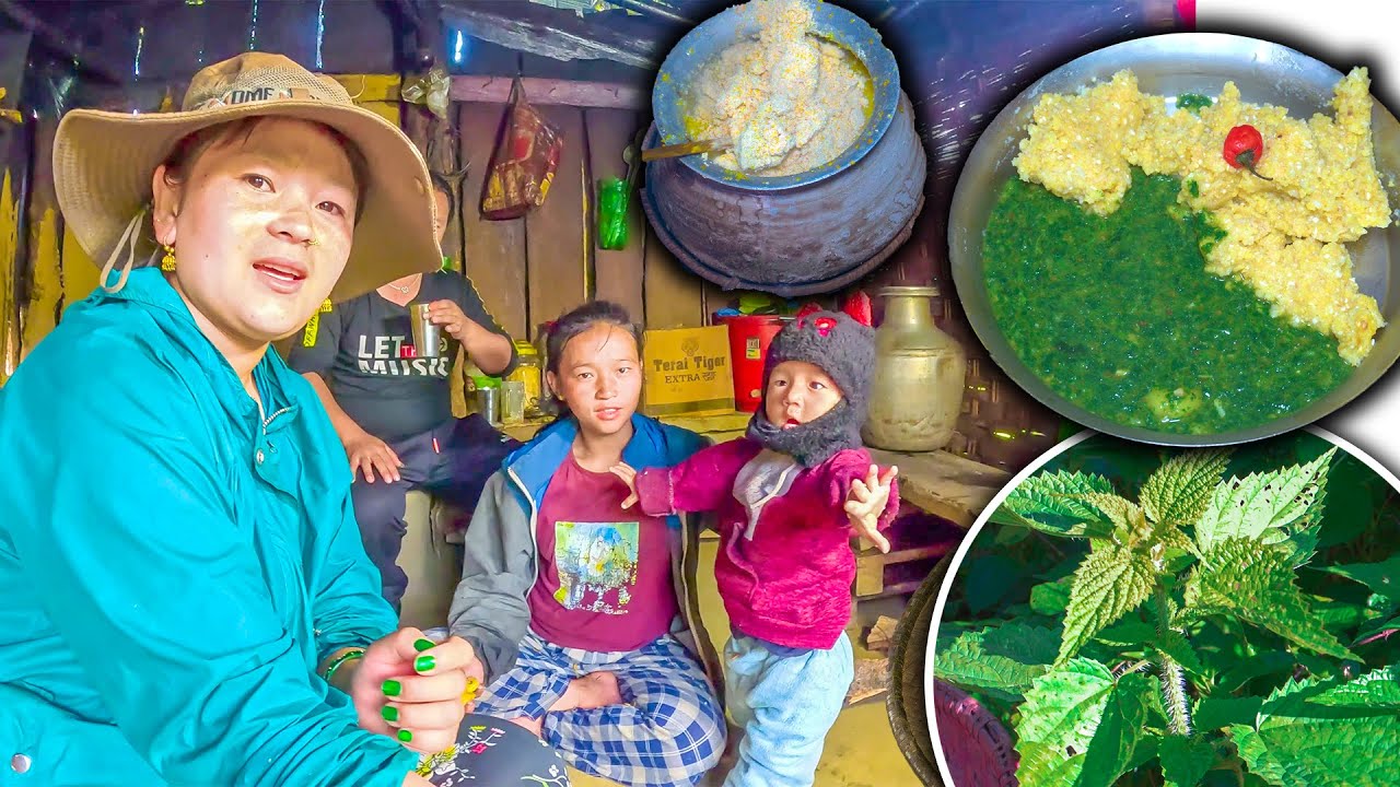 Nettle Curry Recipe and Corn Rice (THEPLA) || Nepali Traditional food ...