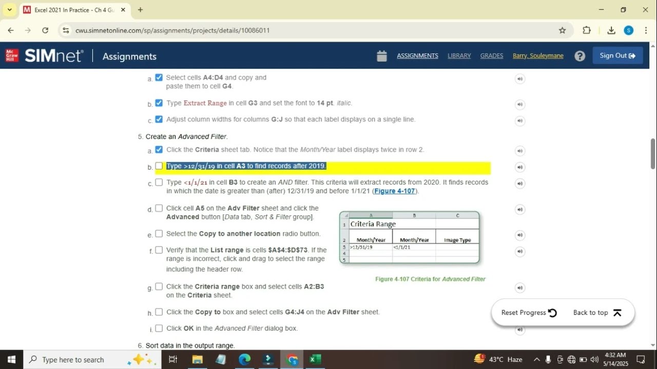 Excel 2021 In Practice - Ch 2 Guided Project 4-3 | Step-by-Step SIMnet ...