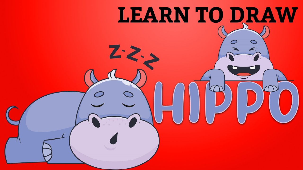 Learn to Draw a Hippo | Easy Drawing Tutorial For Kids | Hippo Drawing ...