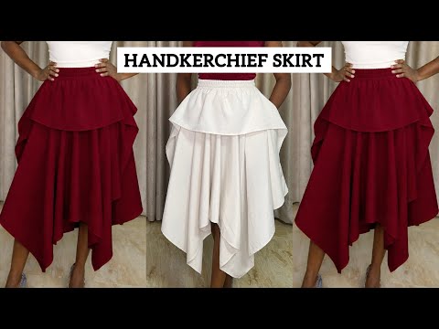 How to cut and sewing the trendy Handkerchief flare skirt with side pockets 