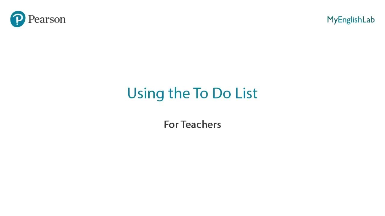 My English Lab for Teachers Using the To Do List - YouTube