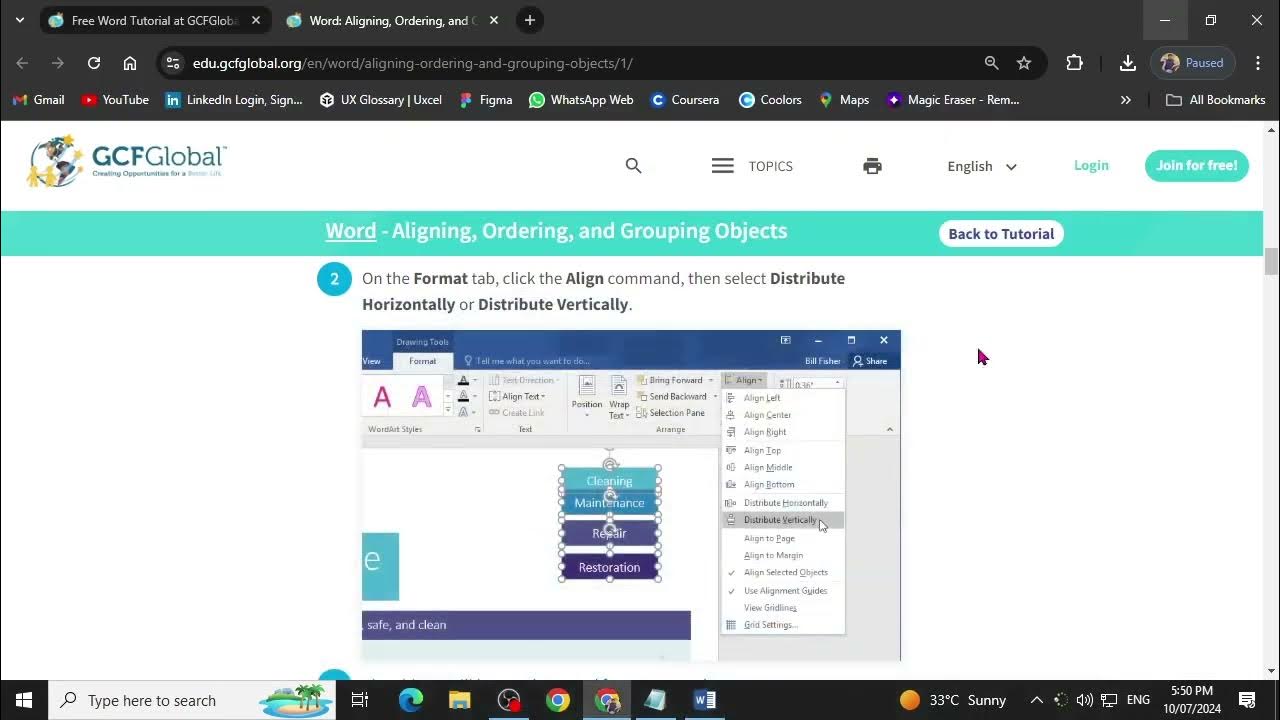 Aligning, Ordering, and Grouping Objects in MS Word - YouTube
