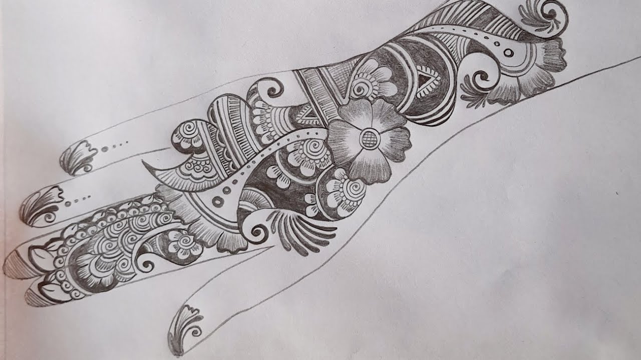 pencil shading mehndi design | mehandi ka design | latest stylish ...