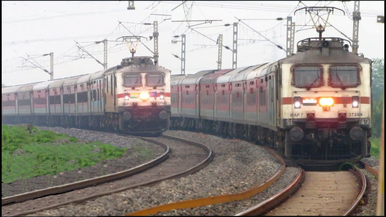 [10 in 1] 130 kmph WHITE DRAGON WAP-7 & WAP-5 Locomotive Trains! Howrah ...