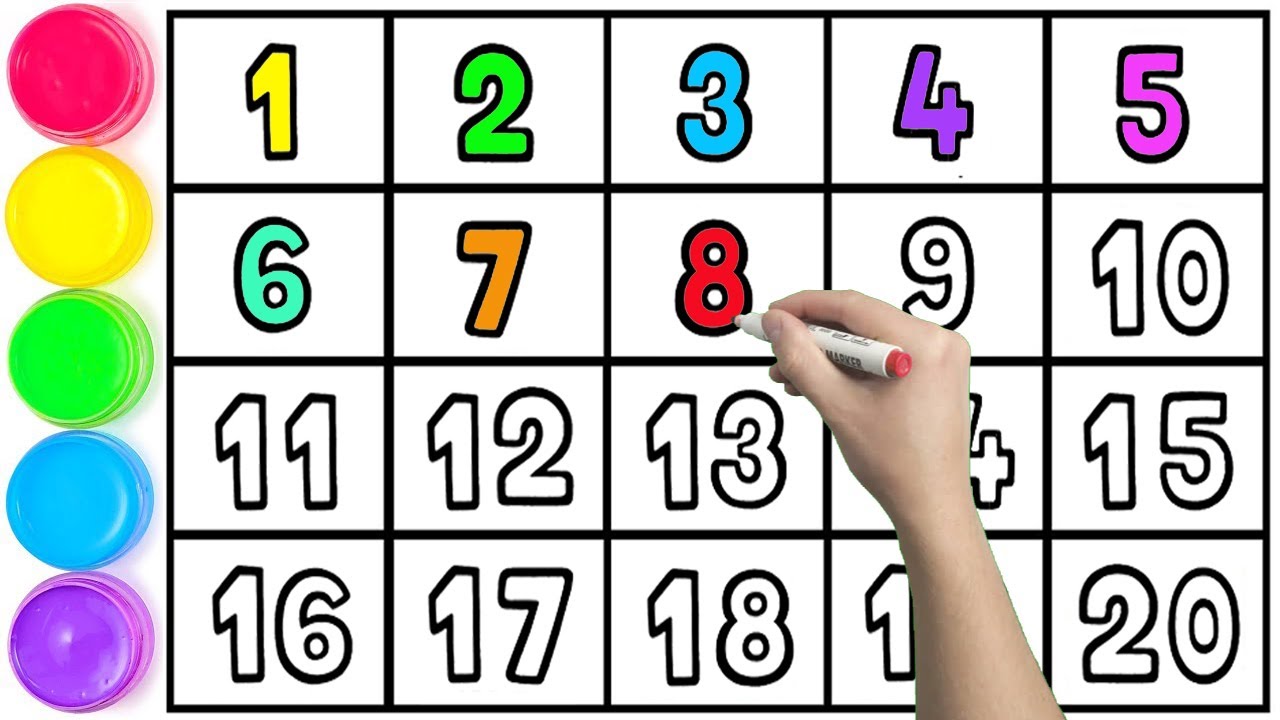 Numbers Coloring Page | How to Read and Paint Numbers 1 to 20 Easy for ...
