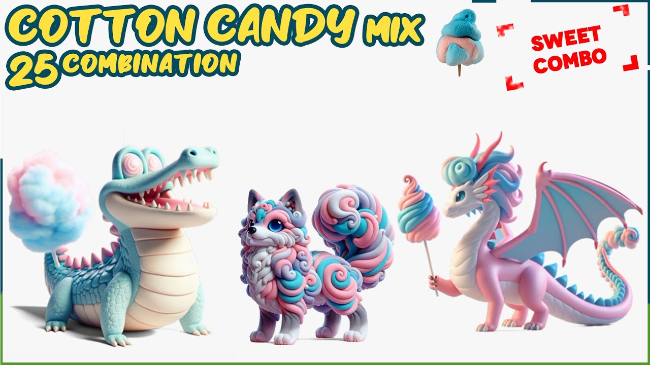 all COTTON CANDY combo! Animash gameplay, divine, mytical and legendary ...