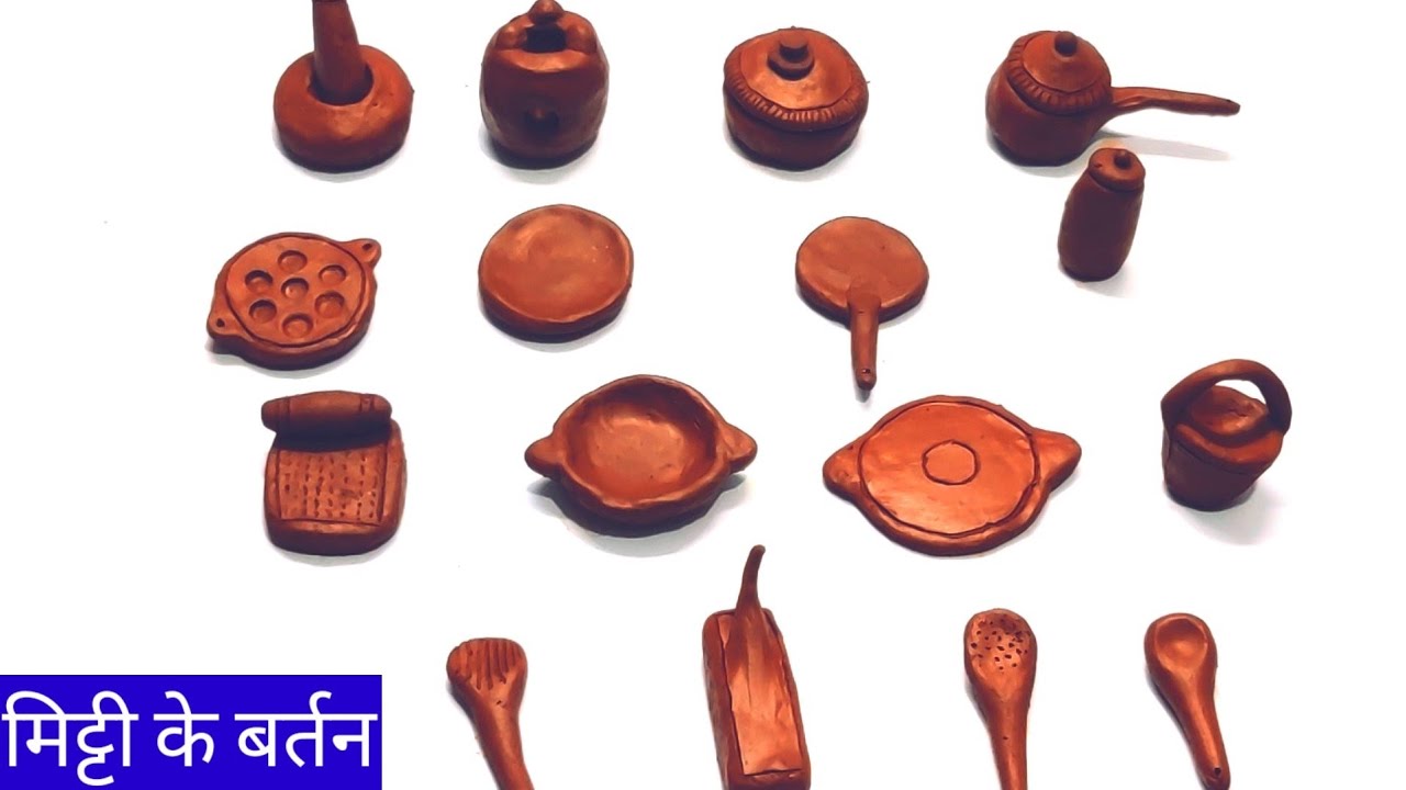 How to make Miniature kitchenset With Clay || Mitti ka kitchenset kaise ...