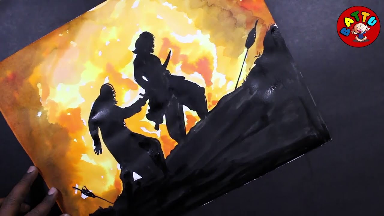 How to Draw Baahubali & Kattappa ( PRABHAS ) Color Drawing - YouTube