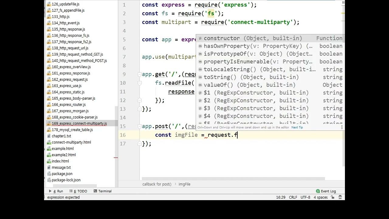 노드JS 169 express connect multiparty - YouTube
