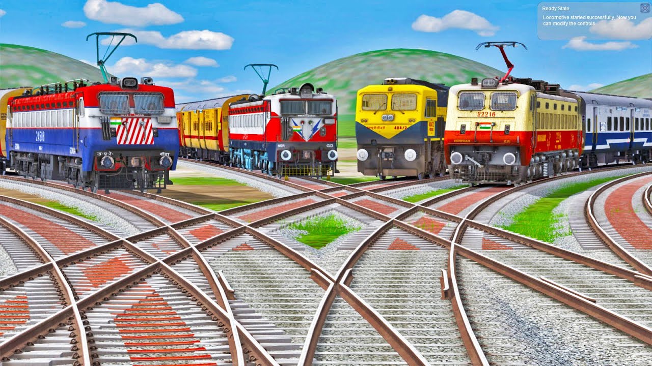 Trains at Angry High Speed are Passing on Bumpy Railroad Tracks ...