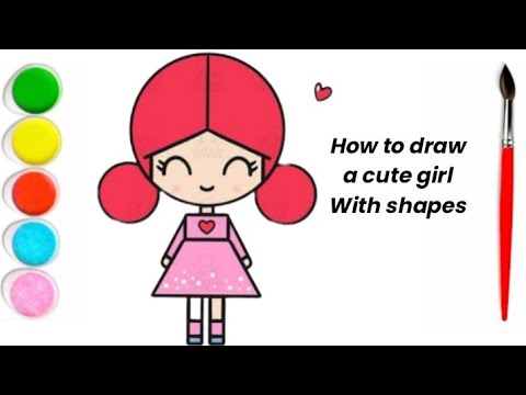 Girl Drawing How To Draw a cute Girl with shapes drawing easy step by ...