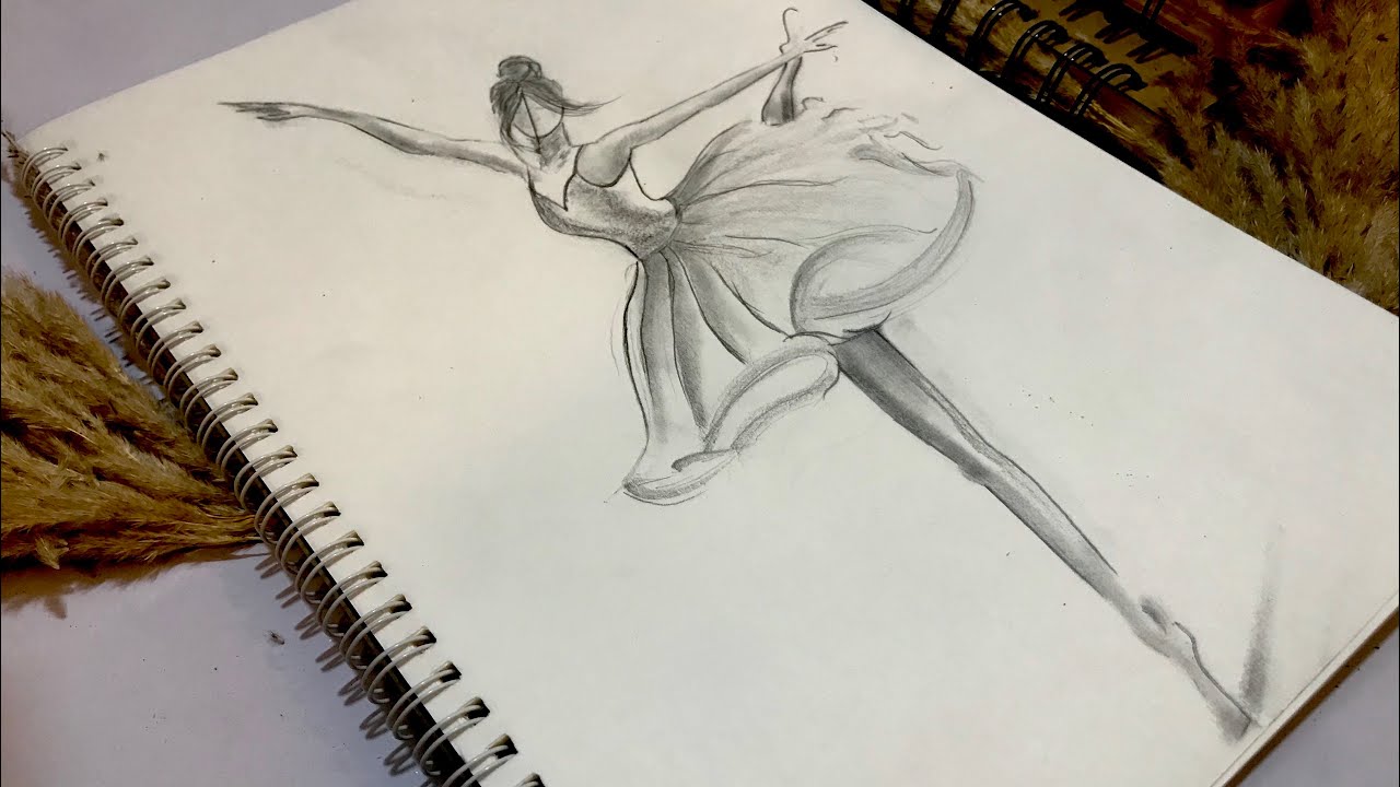 How to draw a girl/ easy drawing dancing girl/ ballerina art/ pencil ...