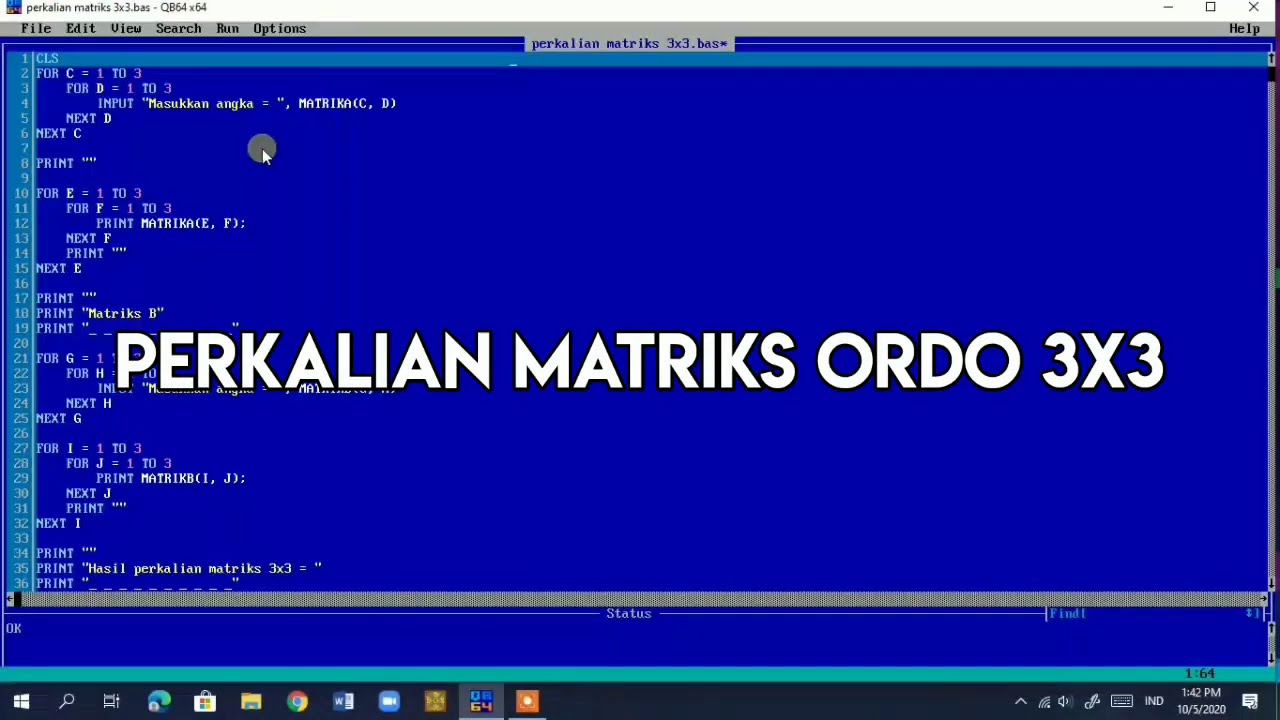 Program QBASIC [Perkalian Matriks Ordo 3x3] - YouTube