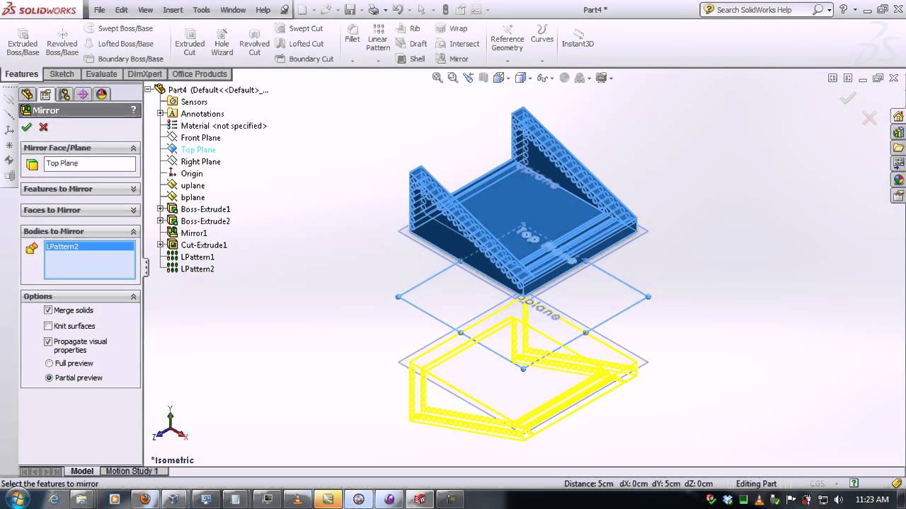 How To Use Solidworks 2013 Mirror Bodies YouTube How To Use Solidworks 2013 Mirror Bodies YouTube