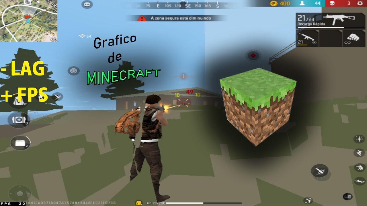 Tutorial de como colocar grafico de MINECRAFT no free fire/emulador ...