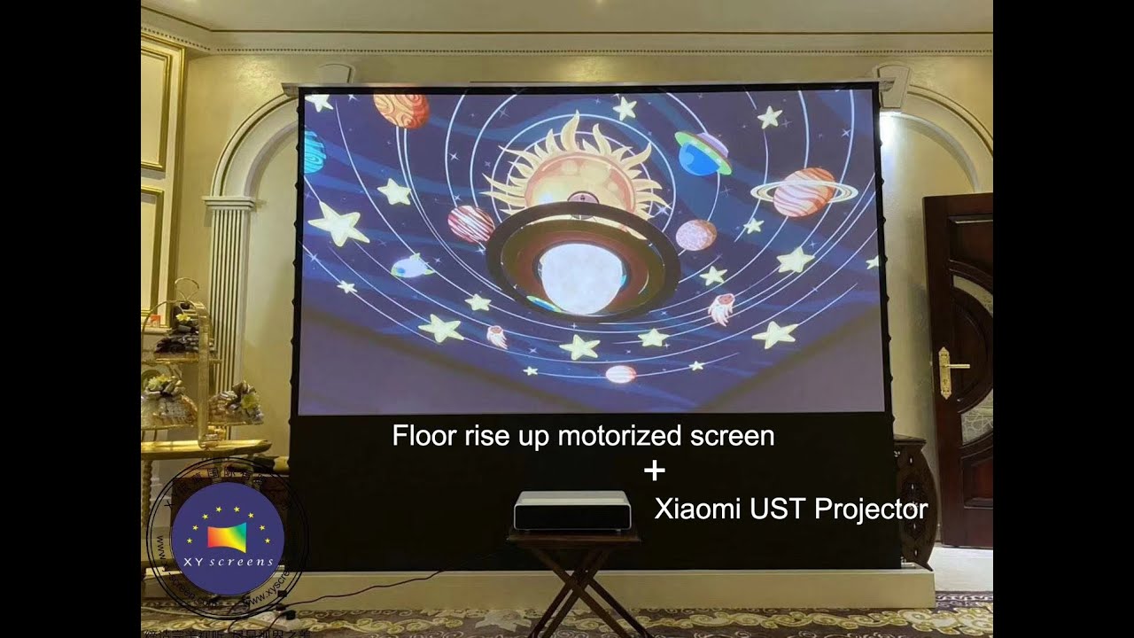XYScreen ALR Floor rise up motorized screen for 4K UST projector - YouTube