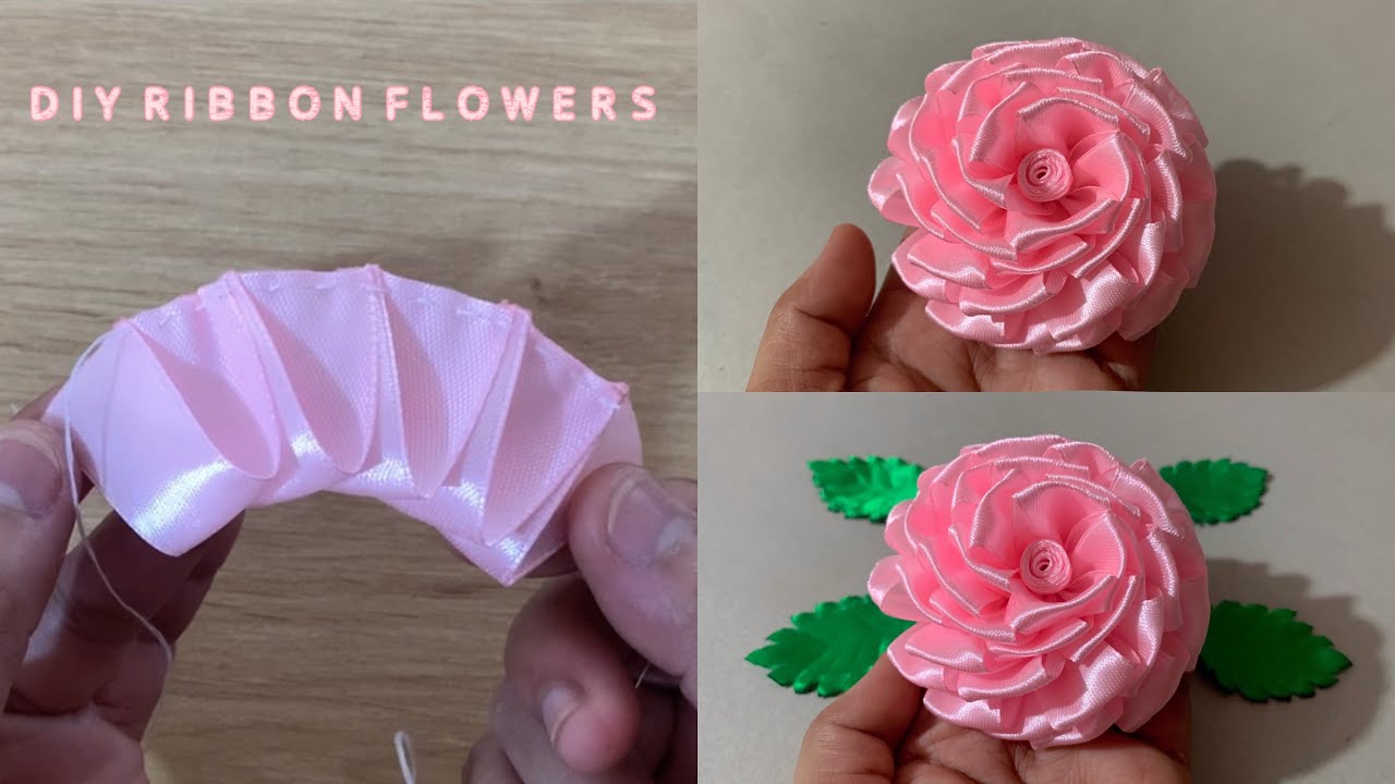 DIY Satin Ribbon Rose flowers | How to make ribbon rose | Ribbon ...