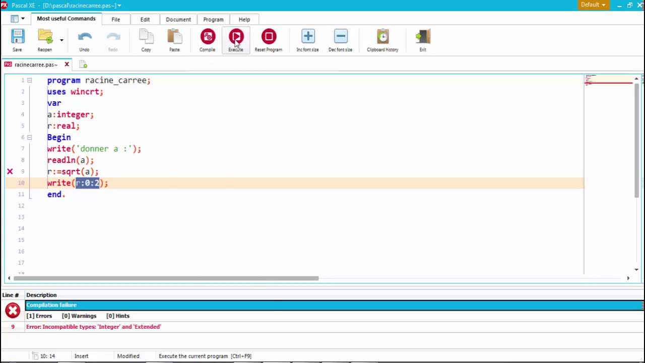 programmation pascal fonction sqrt - YouTube