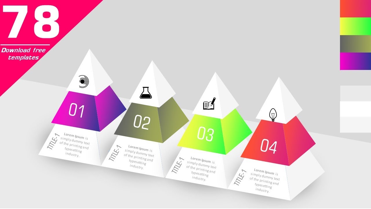 four step pyramid stack infographic/4 step pyramid stack infographic in ...