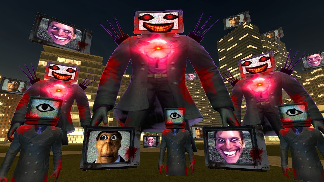 Ghost Titan TV Man in Big City, Scary Giant TV Obunga + Jerma | Custom ...