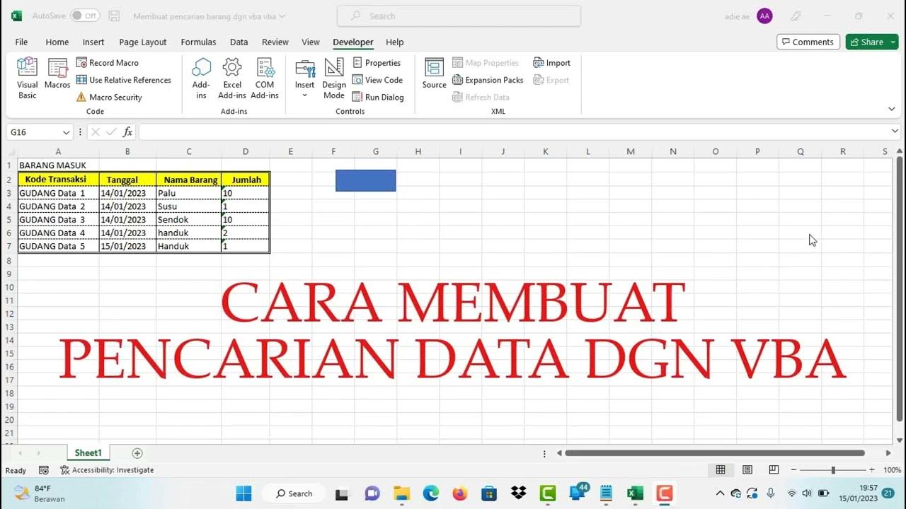 cara membuat Pencarian Cepat dgn vba - YouTube