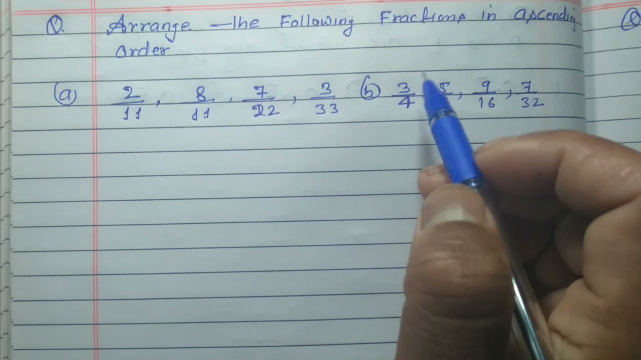 Arrange the following fraction in ascending order - YouTube