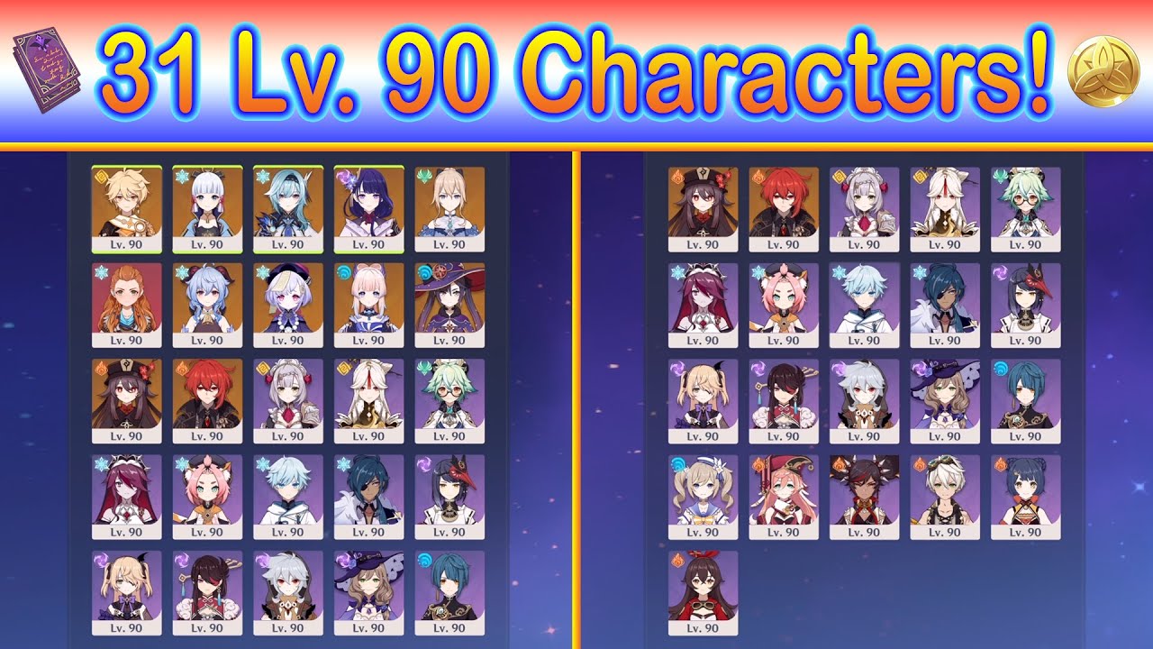 📚 I MAX OUT ALL 31 Of My Characters To LEVEL 90 In Genshin Impact! 💰 ...