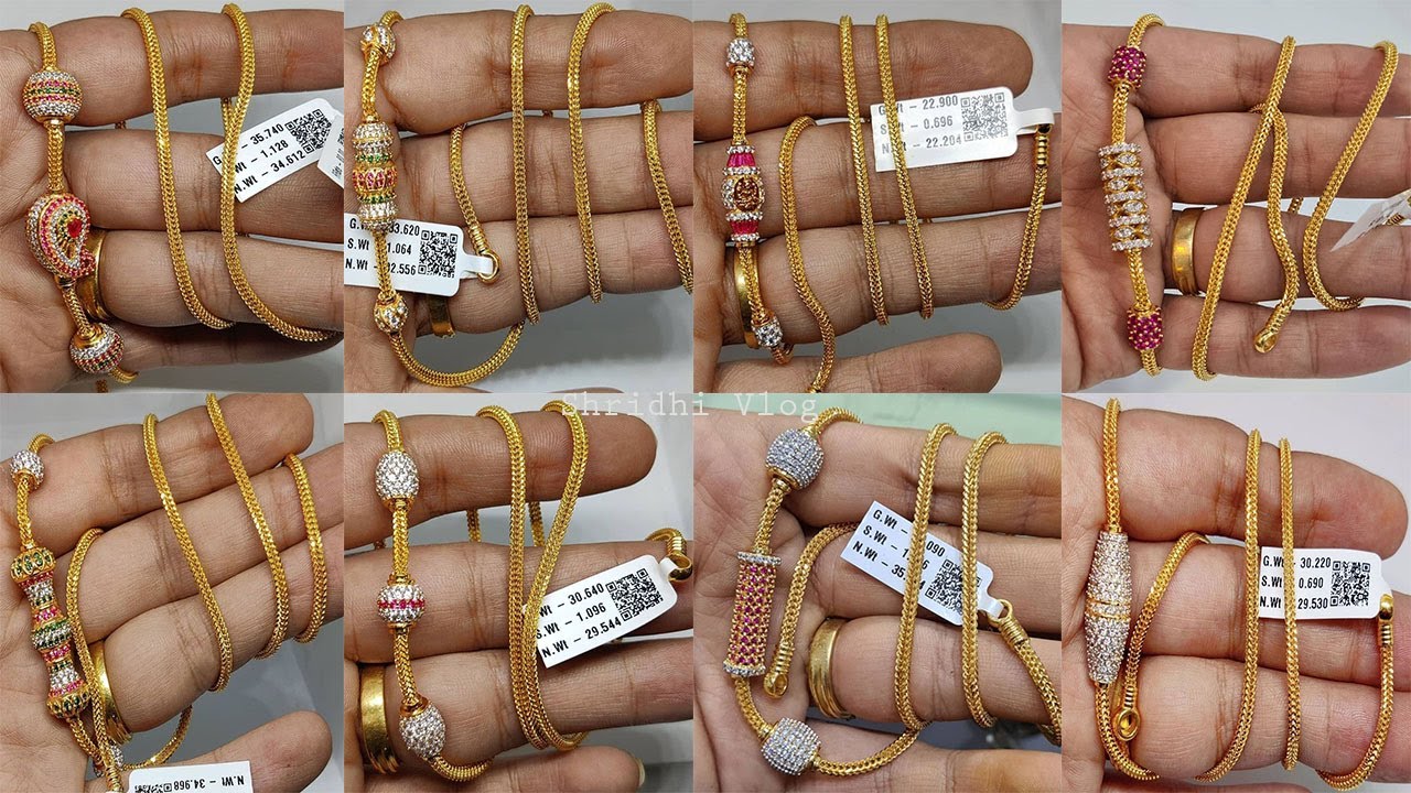 Latest Gold Thali Designs with Weight || Gold Mop Chain Designs ...