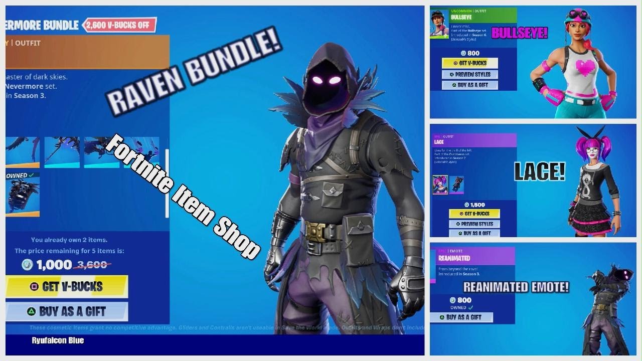 Fortnite Item Shop HDR ⛏🛒[RAVEN BUNDLE IS BACK!]|Ryufalcon Blue - YouTube