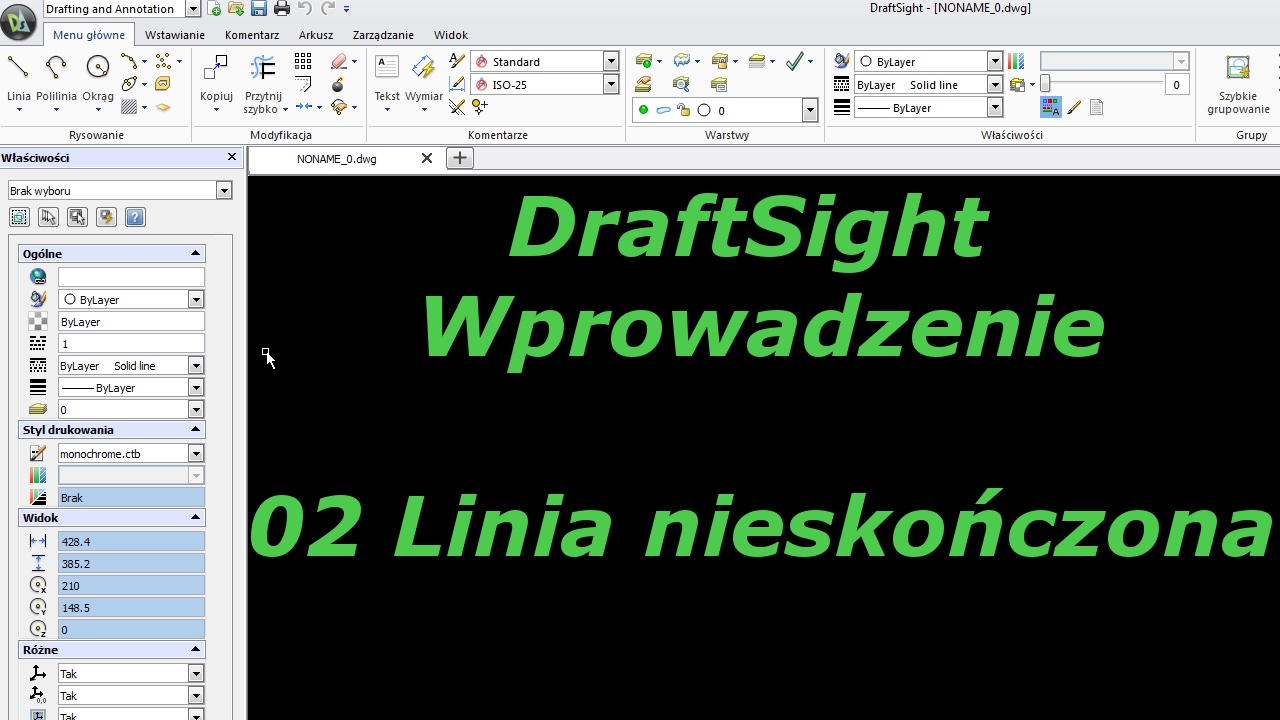 DraftSight - Wprowadzenie 02 - Linia nieskonczona - YouTube