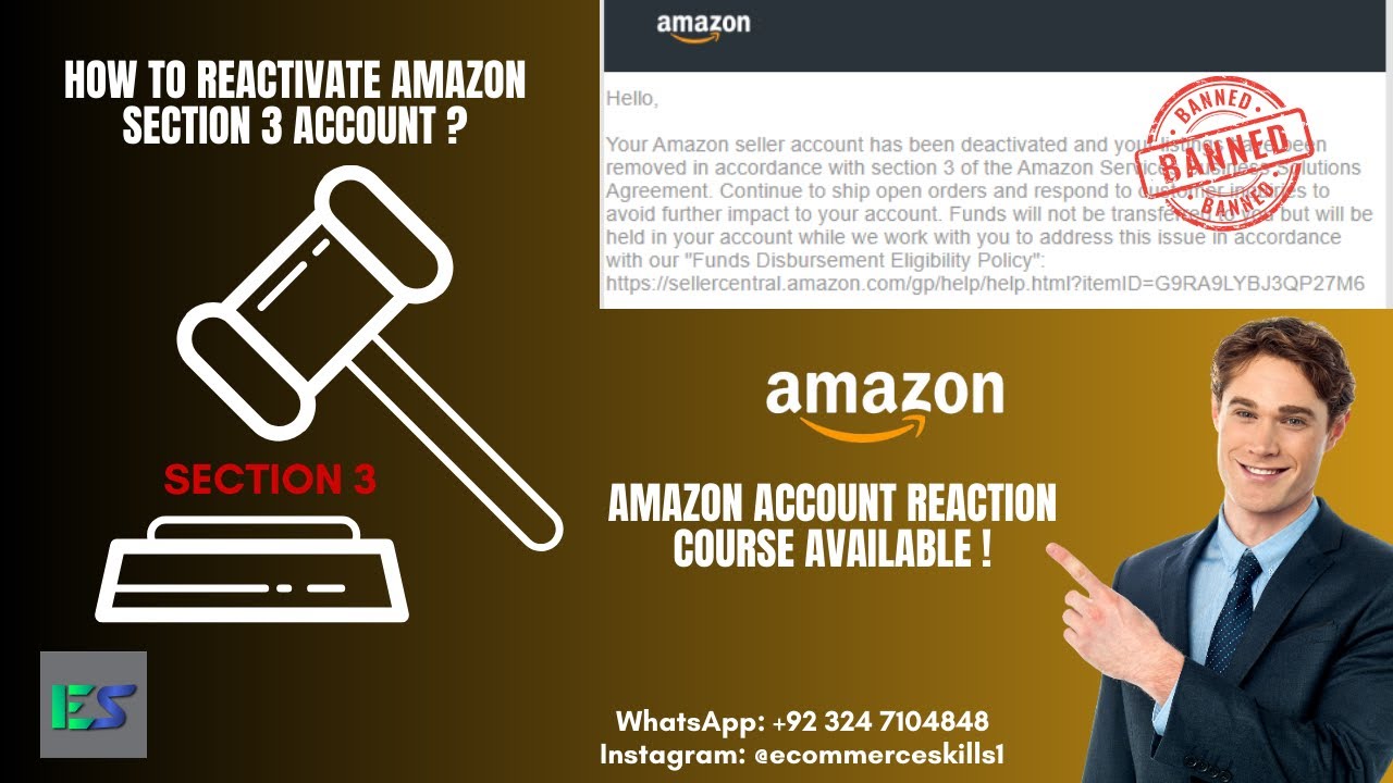 How To Reactivate Amazon Section 3 Account | Amazon Seller Accounts ...