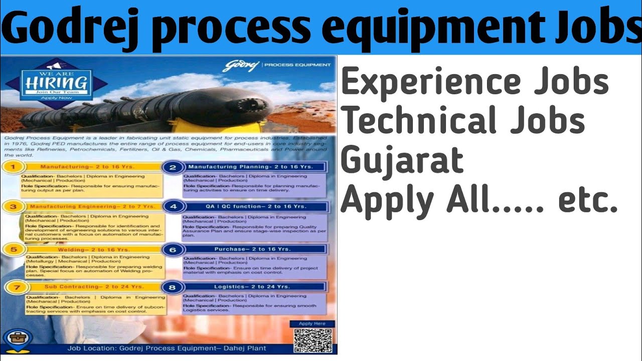 Godrej process equipment|verious jobs|experience|Gujarat|requirement ...