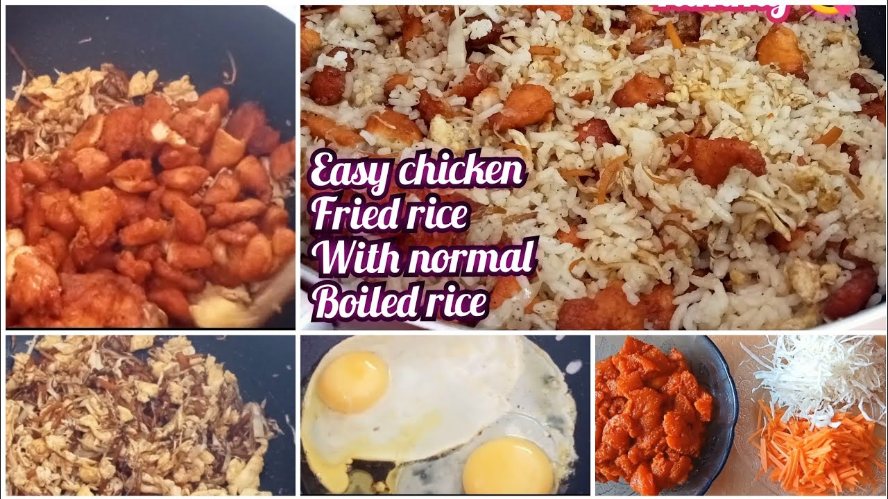 Chicken fried rice// easy chicken friend rice in normal white rice ...