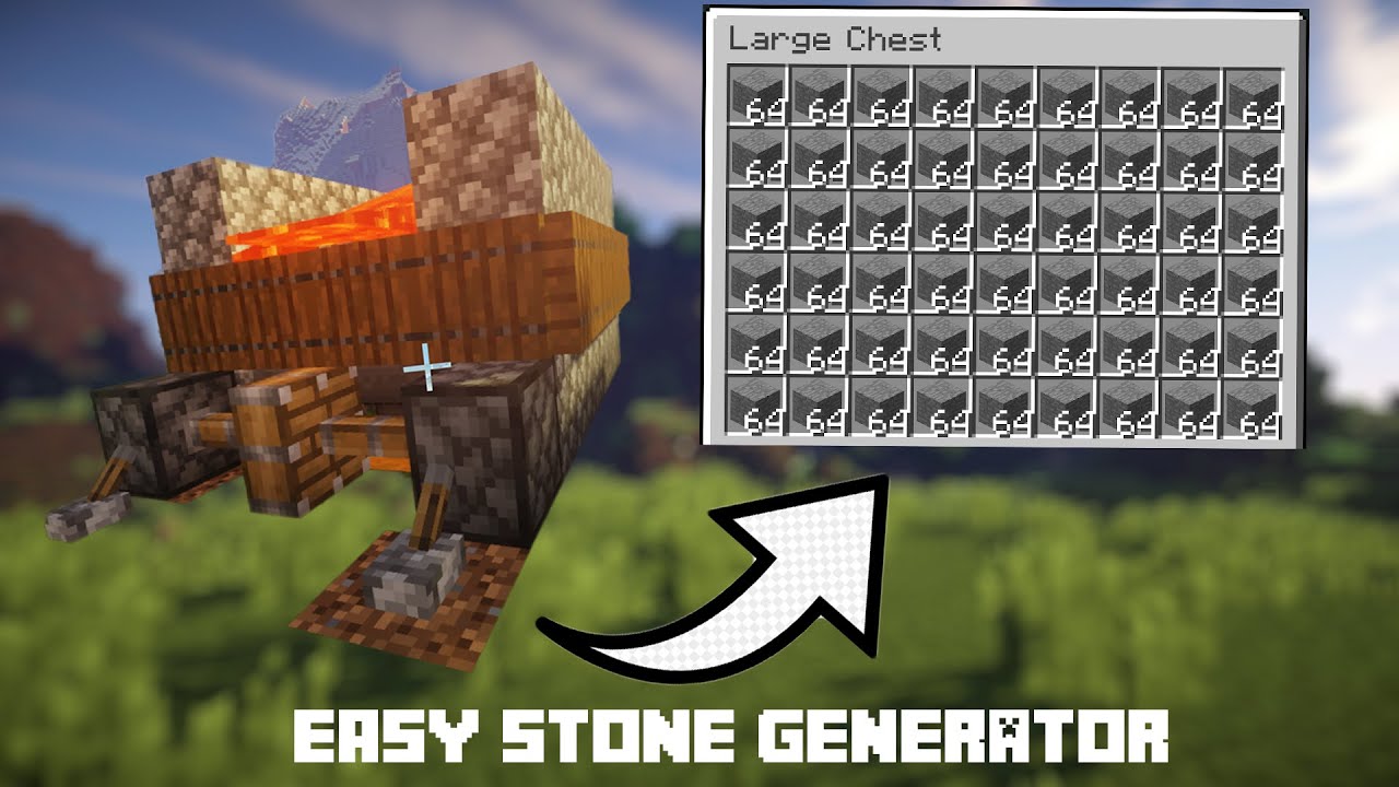 Minecraft: Easy STONE Generator Farm 400 Stone Per Minute - YouTube