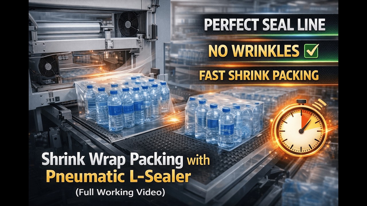 Shrink Wrap Packing with Pneumatic L-Sealer Machine (Full Working Video ...