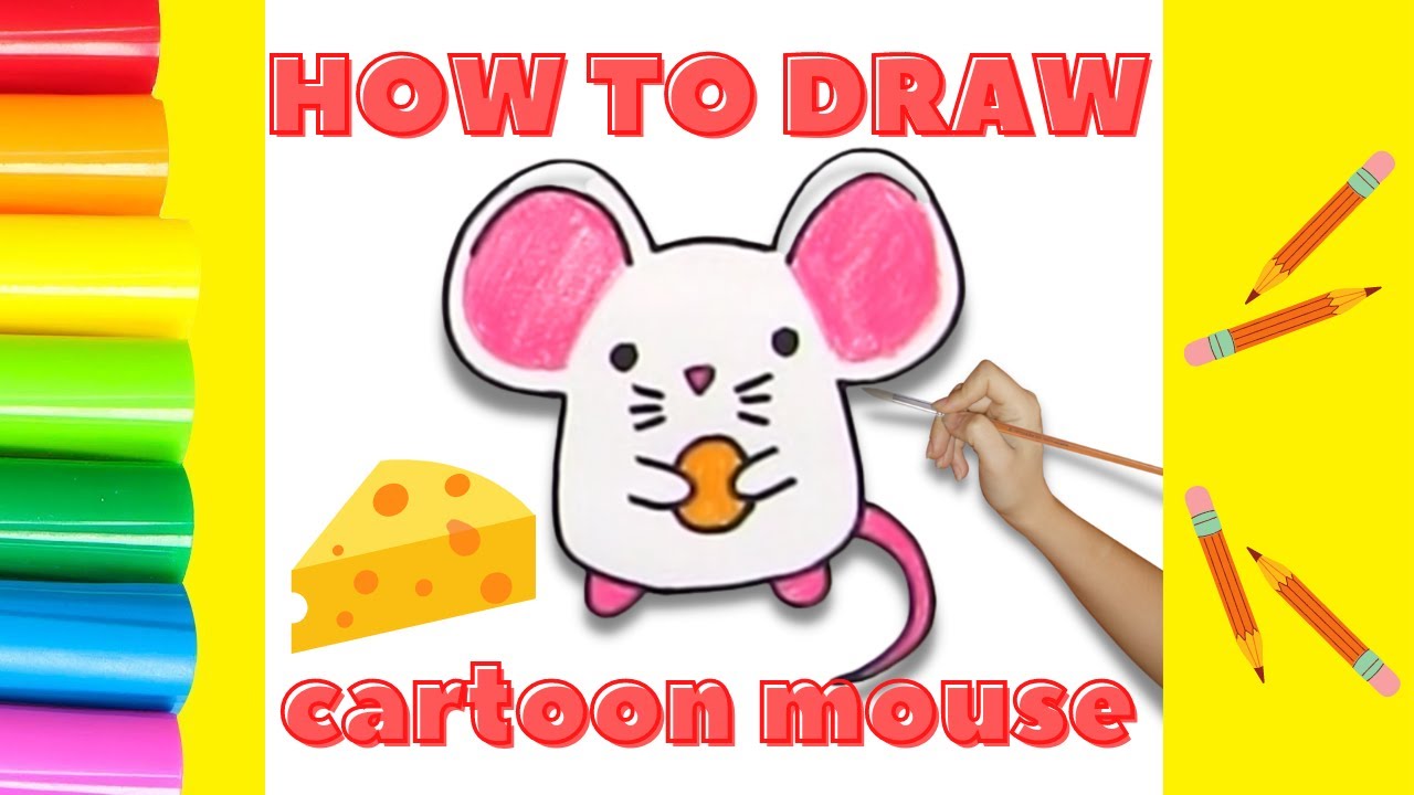 How to draw cartoon mouse | Step by step video on how to draw CARTOON ...