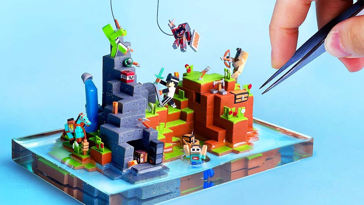 Making Minecraft Dream Manhunt Miniature - clay ASMR - YouTube