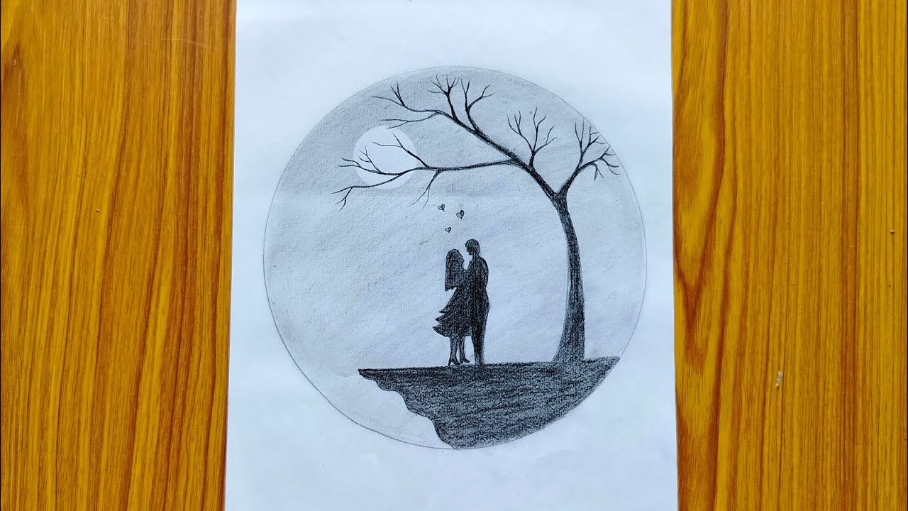 How to draw scenery of moonlight with pencil step by step|| Romantic ...
