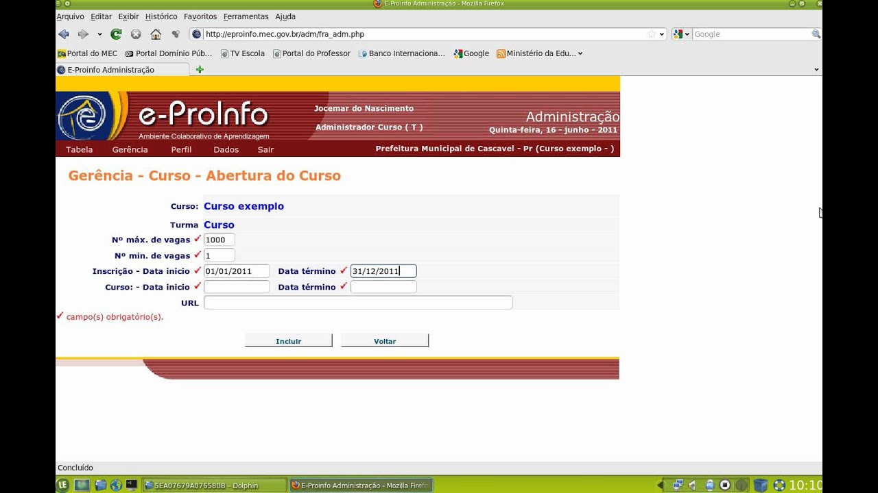 Configurar curso E-Proinfo - Passo 1 - YouTube