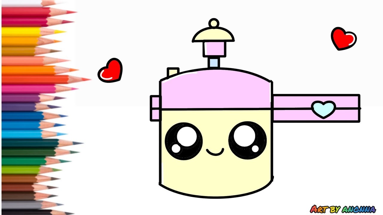 How to Draw a Cute Pressure Cooker Easily Step-by-Step For Kids and ...