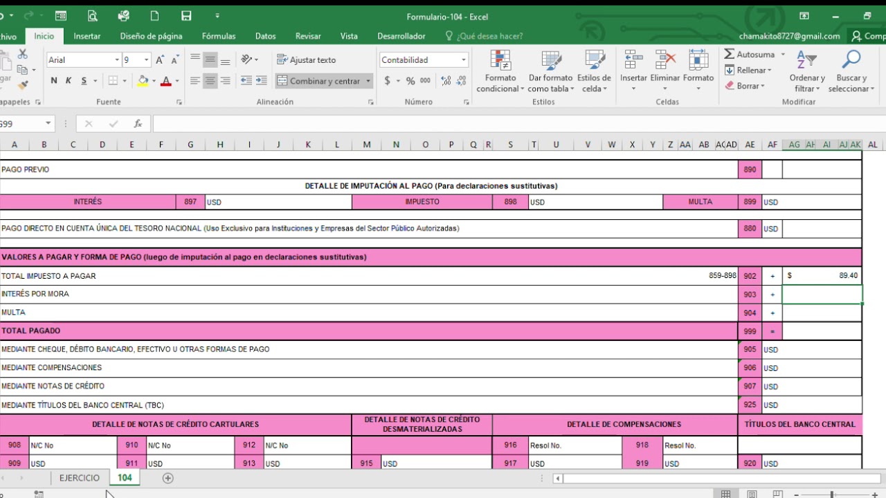 Formulario 104 Excel segunda parte - YouTube