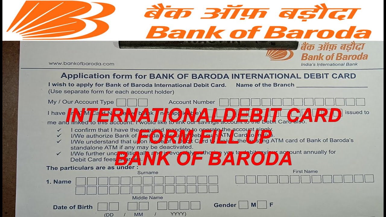 INTERNATIONAL DEBIT CARD FORM FILL UP BOB - YouTube