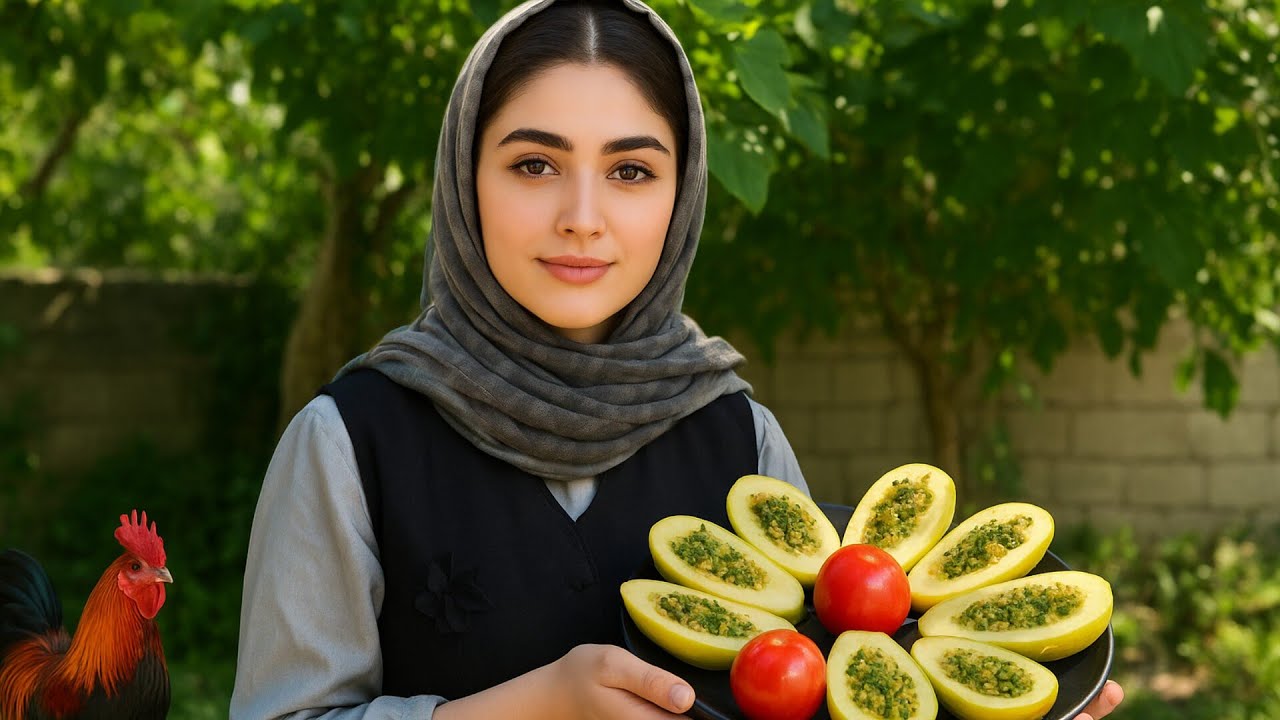 🍆🌿Delicious local Iranian dishes: stuffedeggplant with fresh vegetables ...