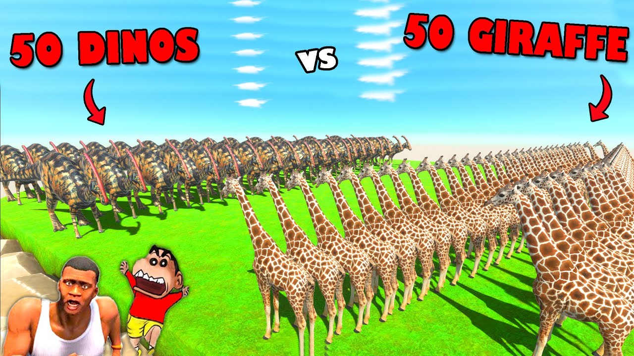 50 DINOSAURS vs 50 GIRAFFE in Animal Revolt Battle Simulator with ...
