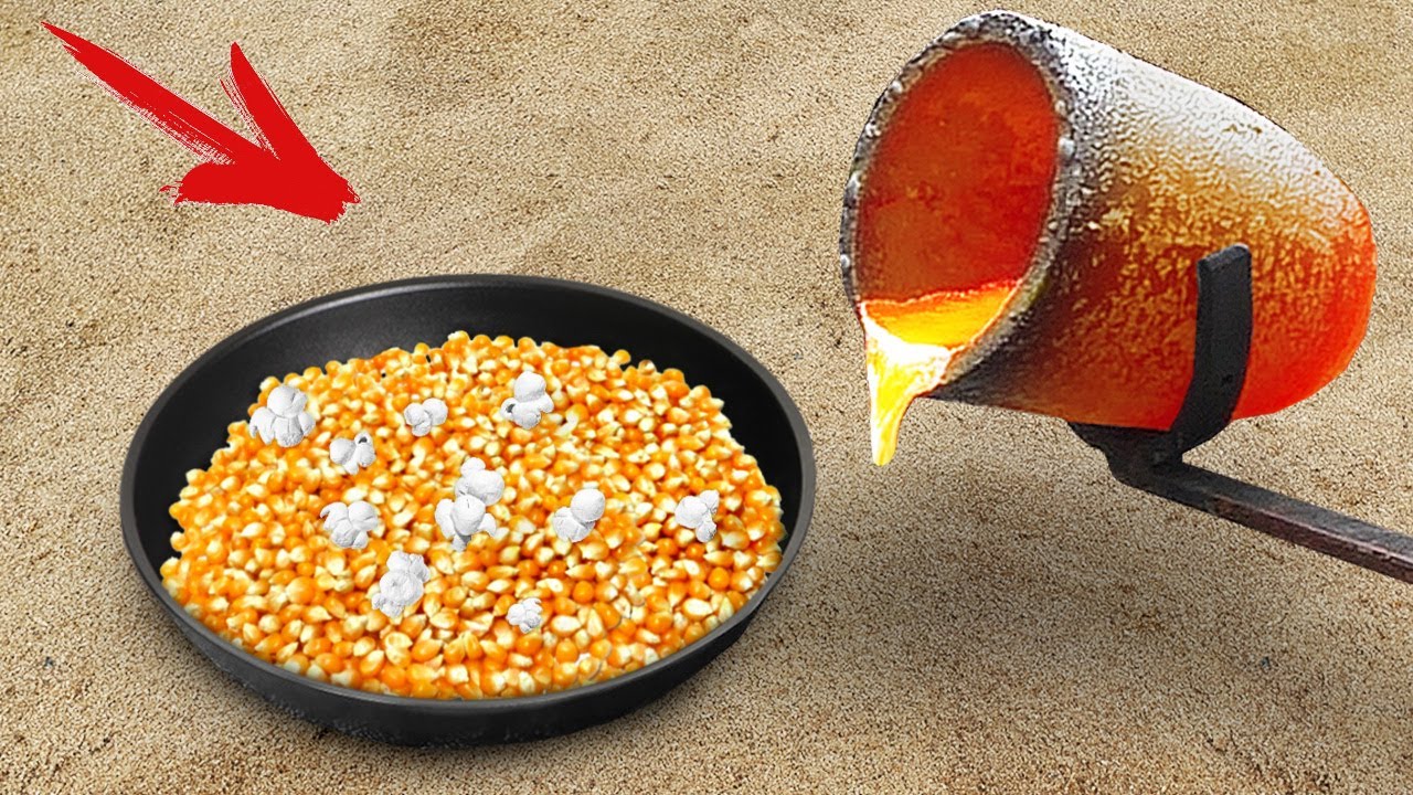 Experiment: Fried Popcorn on Lava 🔥 - YouTube
