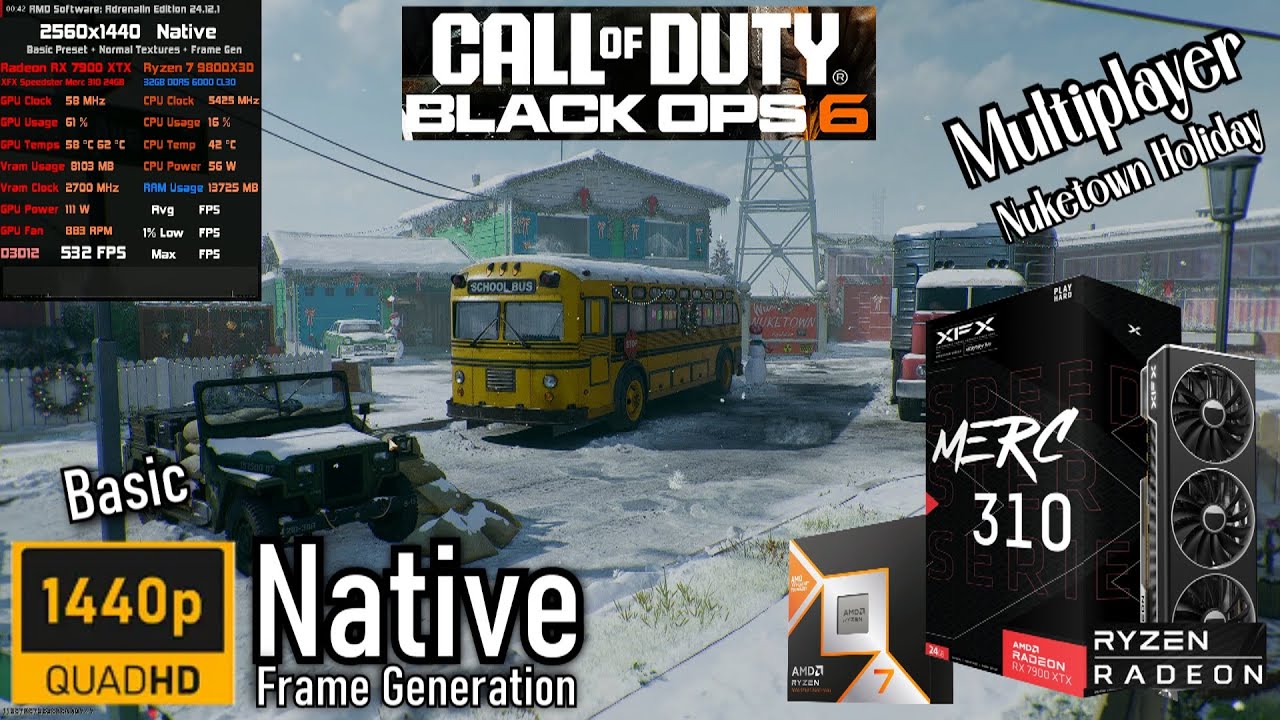 7900 XTX 🖥️ 9800X3D 🎮 Call of Duty Black Ops 6 @ 1440p Native + Basic ...
