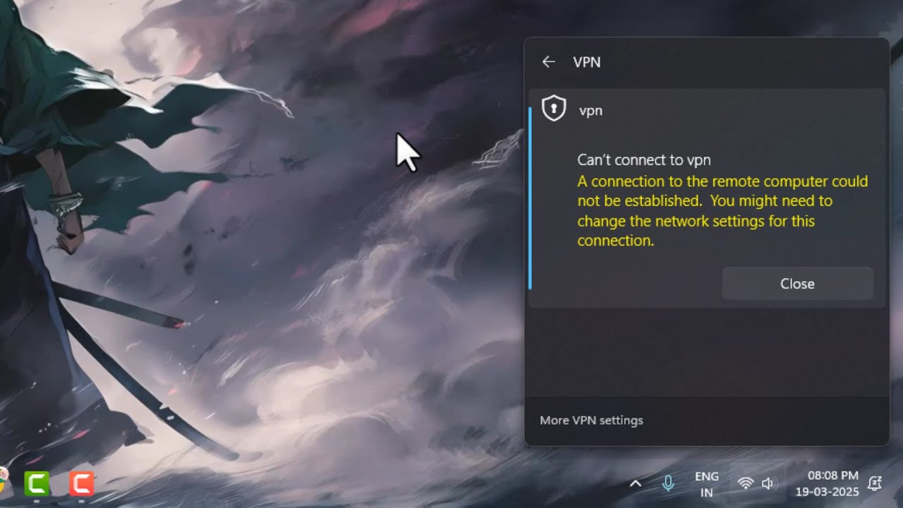 Fix can't connect to vpn a connection to the remote computer could not ...