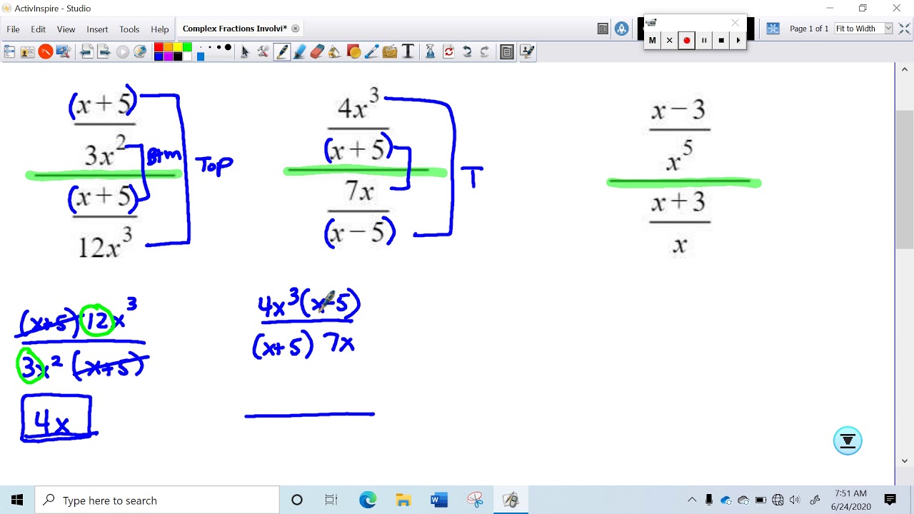Complex Fractions Involving Univariate Monomials - YouTube