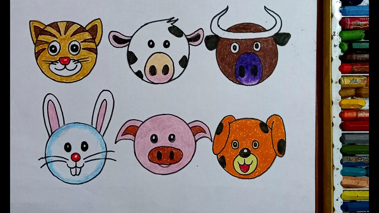 Drawing tricks of Animal faces with Circles|| Animal face drawing ideas ...