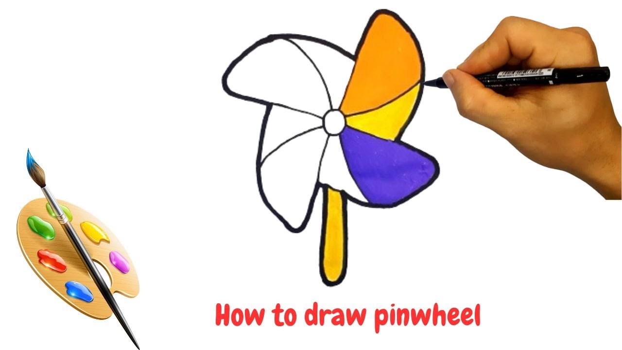 How to draw pinwheel - Many interests - YouTube